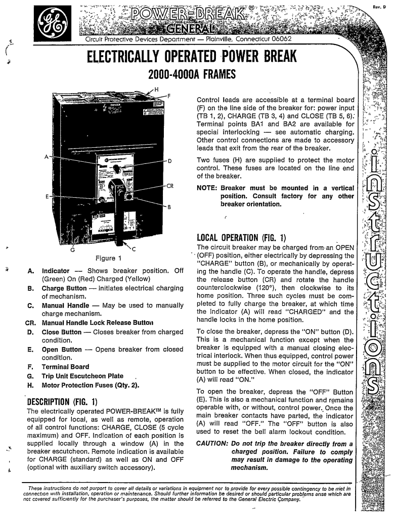 ELECTRICALLY OPERATED POWER BREAK 2000-4000A FRAMES MANUAL - GENERAL ...