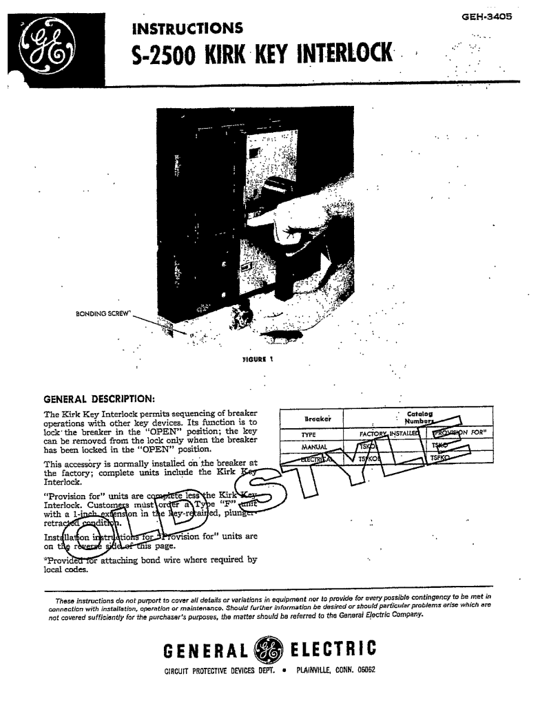 GEH-3405 S-2500 KIRK KEY INTERLOCK MANUAL - General Electric - ECP ...