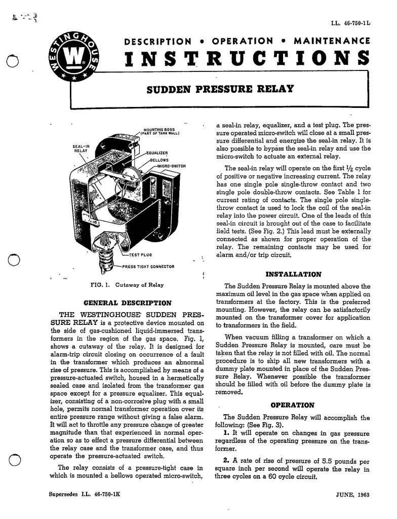 I.L. 46-750-1L SUDDEN PRESSURE RELAY MANUAL- Westinghouse - ECP ...