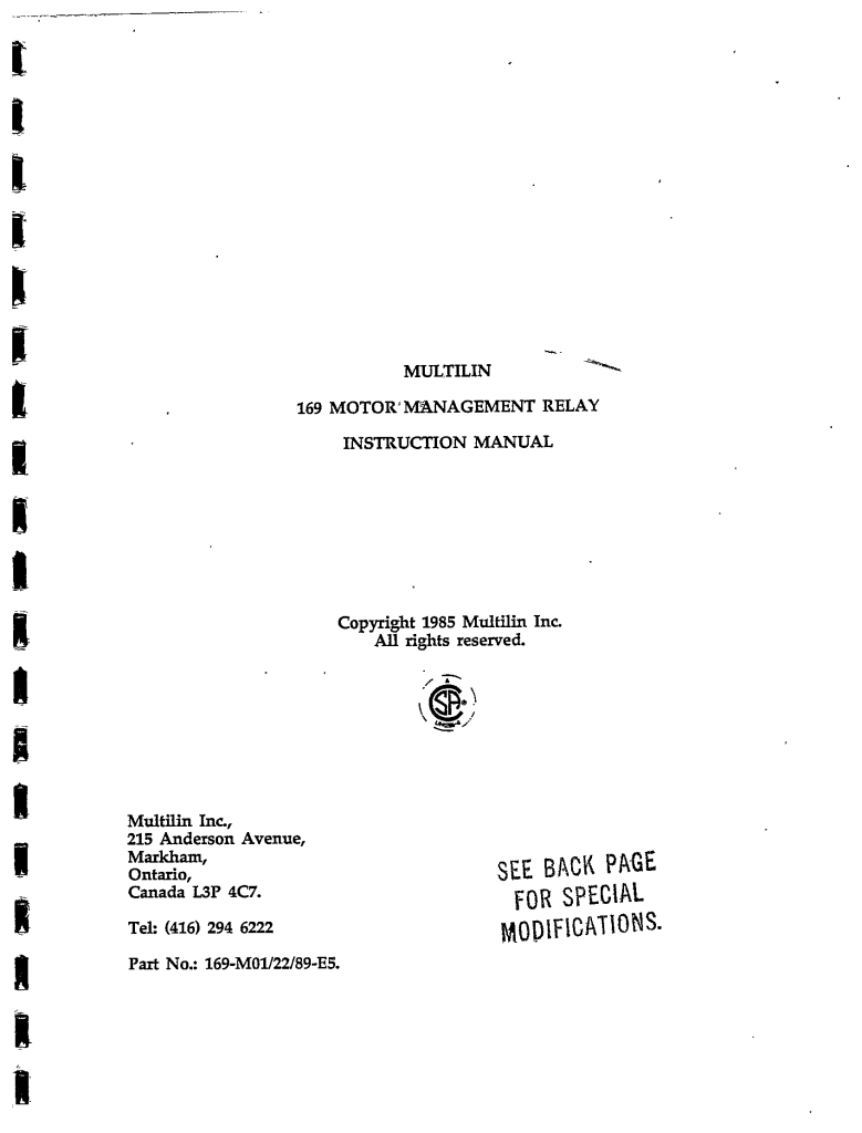 169 MOTOR MANAGEMENT RELAY MANUAL - MULTILIN - ECP Solutions | Our ...
