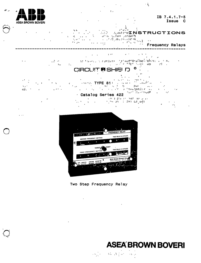 CIRCUITSHIELD TYPE 81 TWO STEP FREQUENCY RELAYS MANUAL - ABB - ECP ...