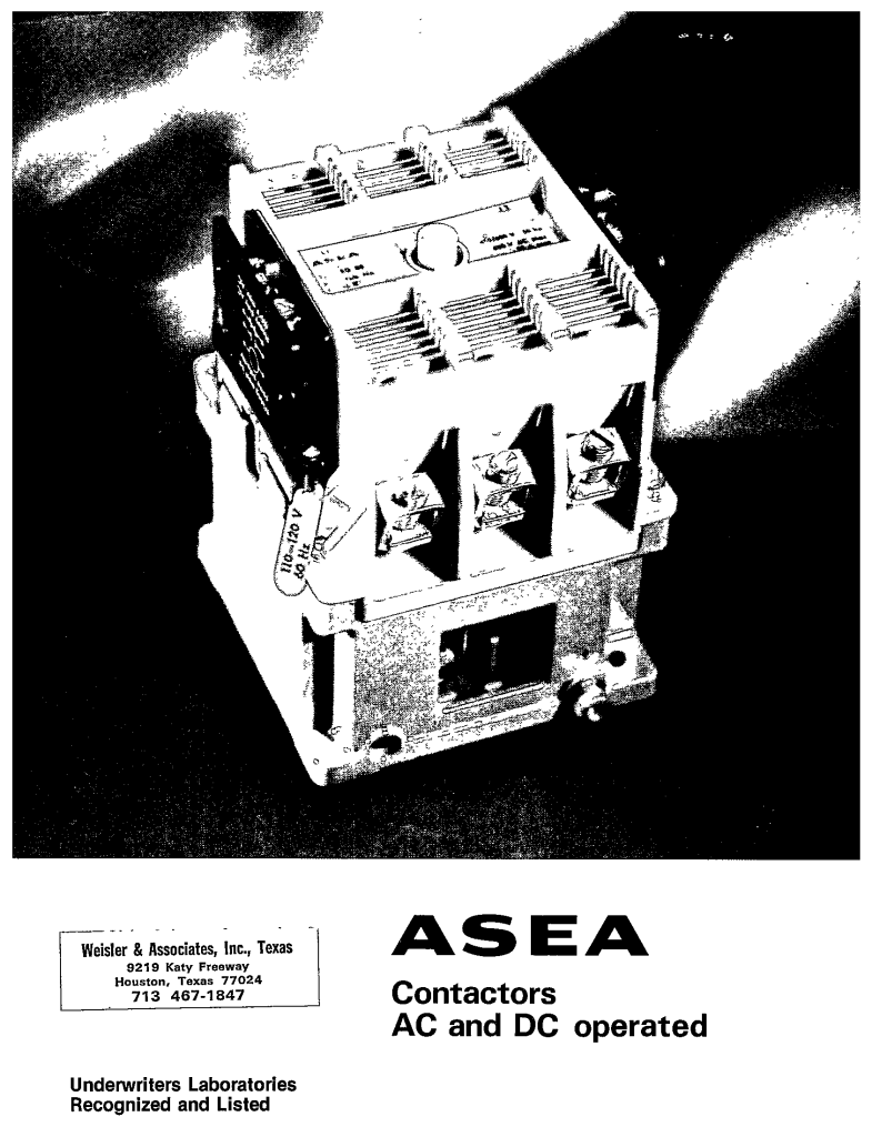 CONTACTORS AC AND DC OPERATED MANUAL - ASEA - ECP Solutions | Our ...