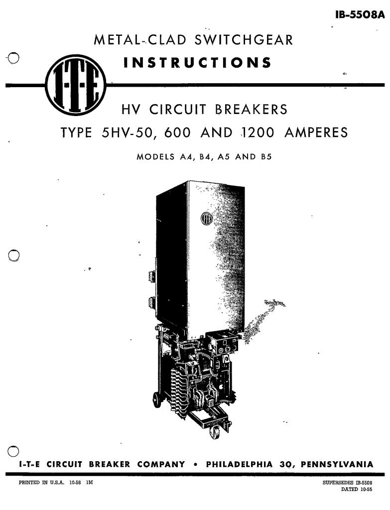 IB-5508A HV CIRCUIT BREAKERS TYPE 5HV-50, 600 AND 1200 AMPERES MODELS ...