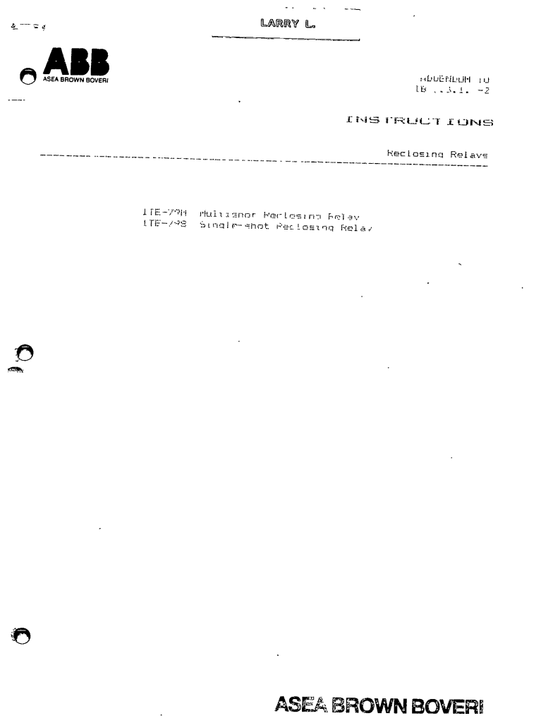 ITE-79M MULTISHOT RECLOSING RELAY MANUAL - ABB - ECP Solutions | Our ...