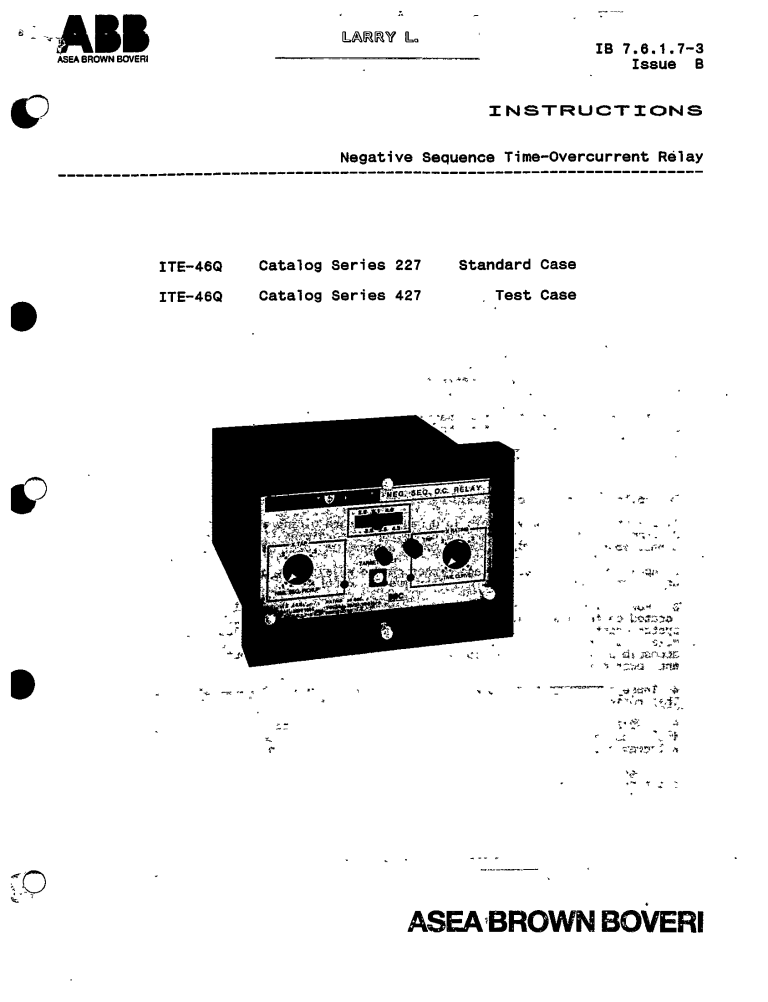 NEGATIVE SEQUENCE TIME-OVERCURRENT RELAY ITE-46Q STANDARD AND TEST CASE ...