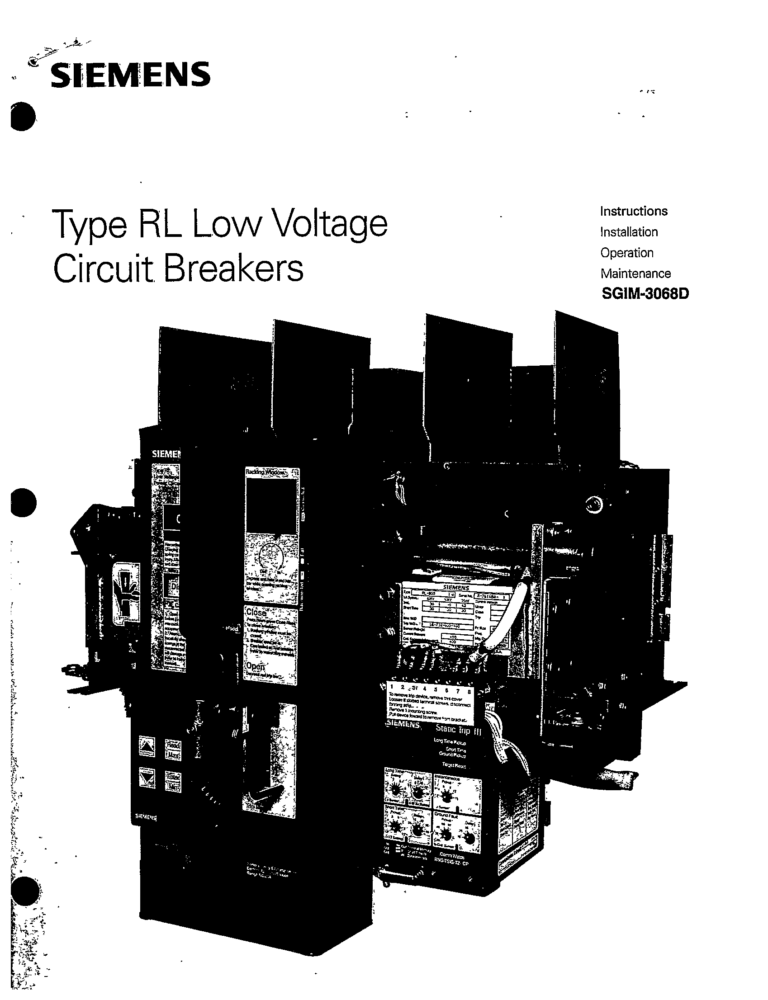 SGIM-3068D TYPE RL LOW VOLTAGE CIRCUIT BREAKERS MANUAL - SIEMENS - ECP ...
