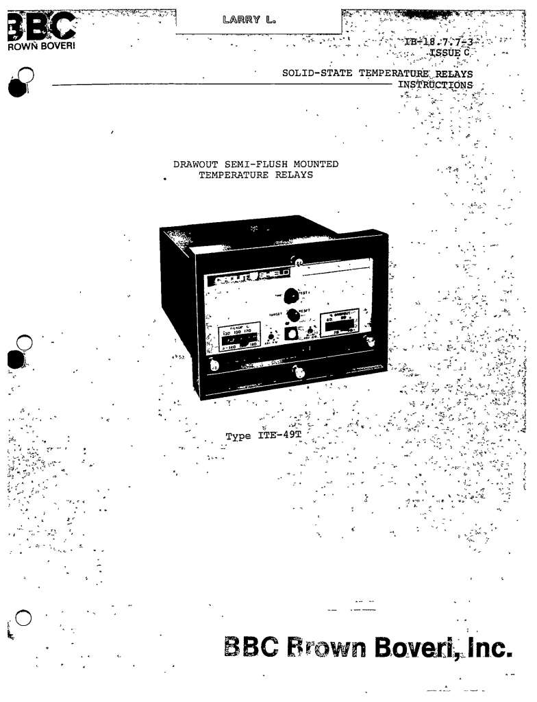SOLID-STATE TEMPERATURE RELAYS INSTRUCTIONS DRAWOUT SEMI-FLUSH MOUNTED ...