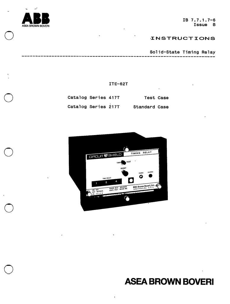 SOLID-STATE TIMING RELAY ITE-62T MANUAL - ABB - ECP Solutions | Our ...