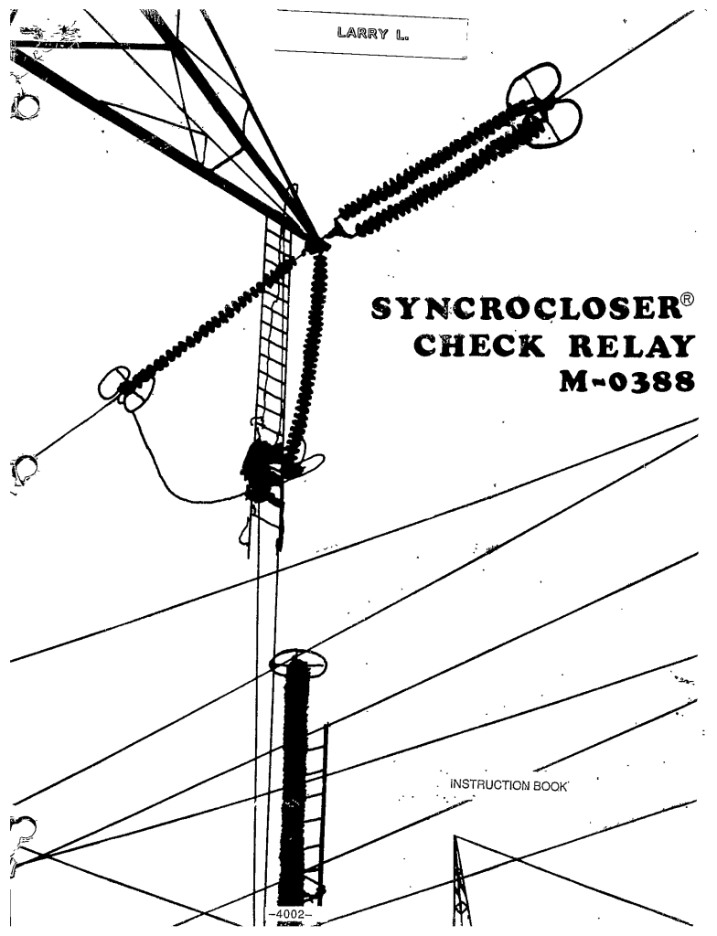 SYNCROCLOSER CHECK RELAY M-0388 MANUAL - BECKWITH - ECP Solutions | Our ...