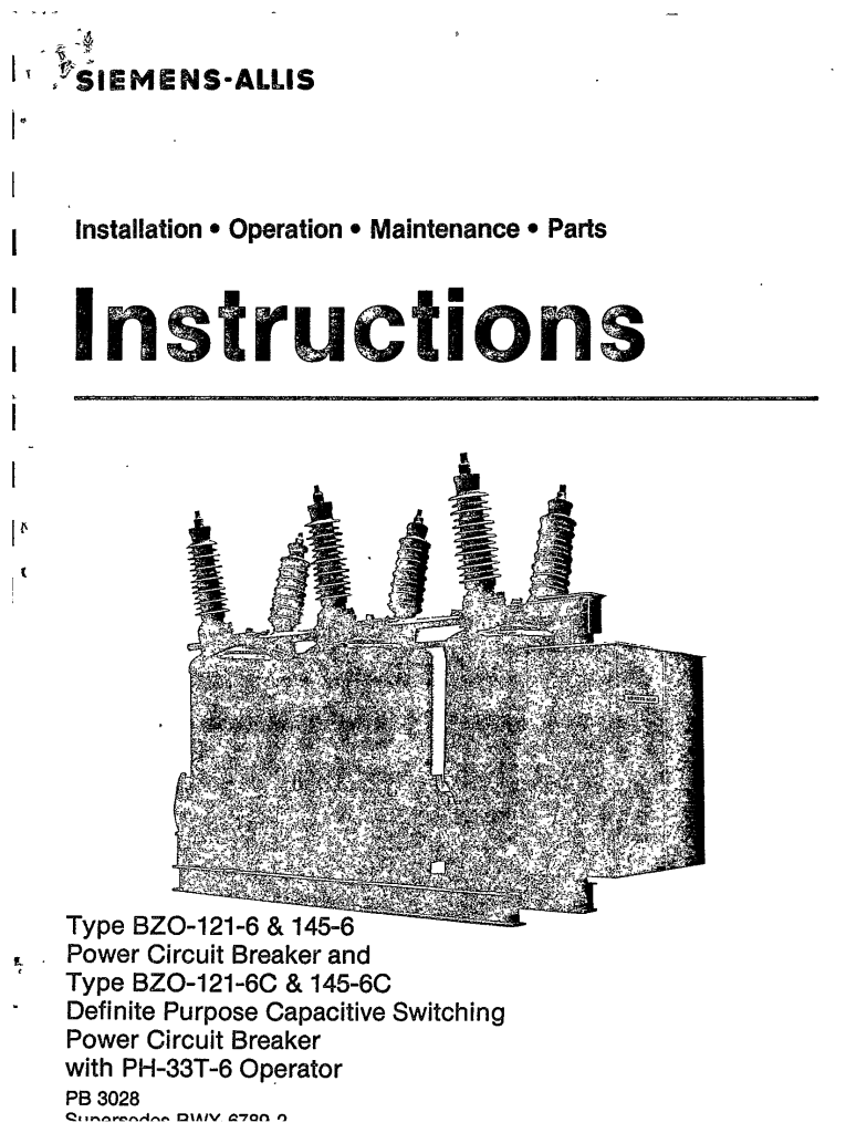 TYPE BZO-121-6 & 145-6 POWER CIRCUIT BREAKER AND TYPE BZO-121-6C & 145 ...