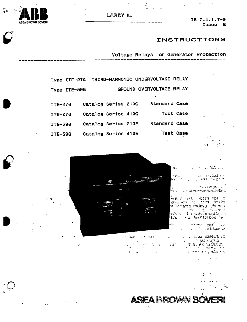 VOLTAGE RELAYS FOR GENERATOR PROTECTION TYPE ITE-27G AND ITE-59G MANUAL ...
